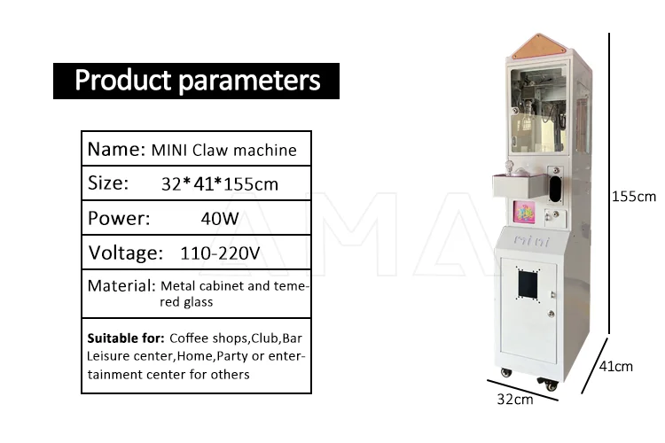 Ama Cheap Coin Operated Arcade Amusement Park Candy Claw Machine For ...