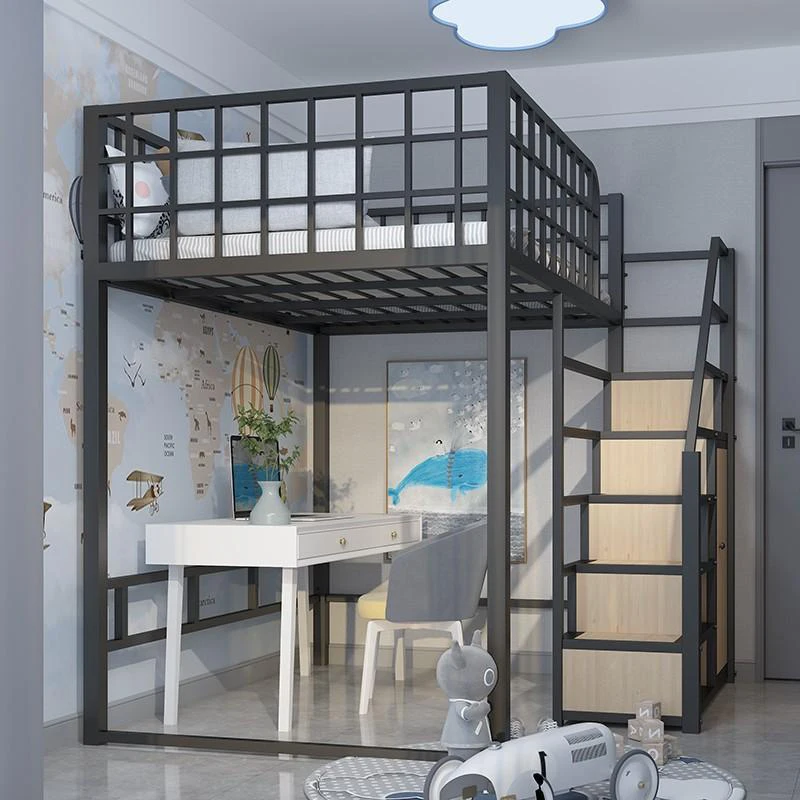 Wrought Iron Double Loft Duplex Bed - Space-Saving Design