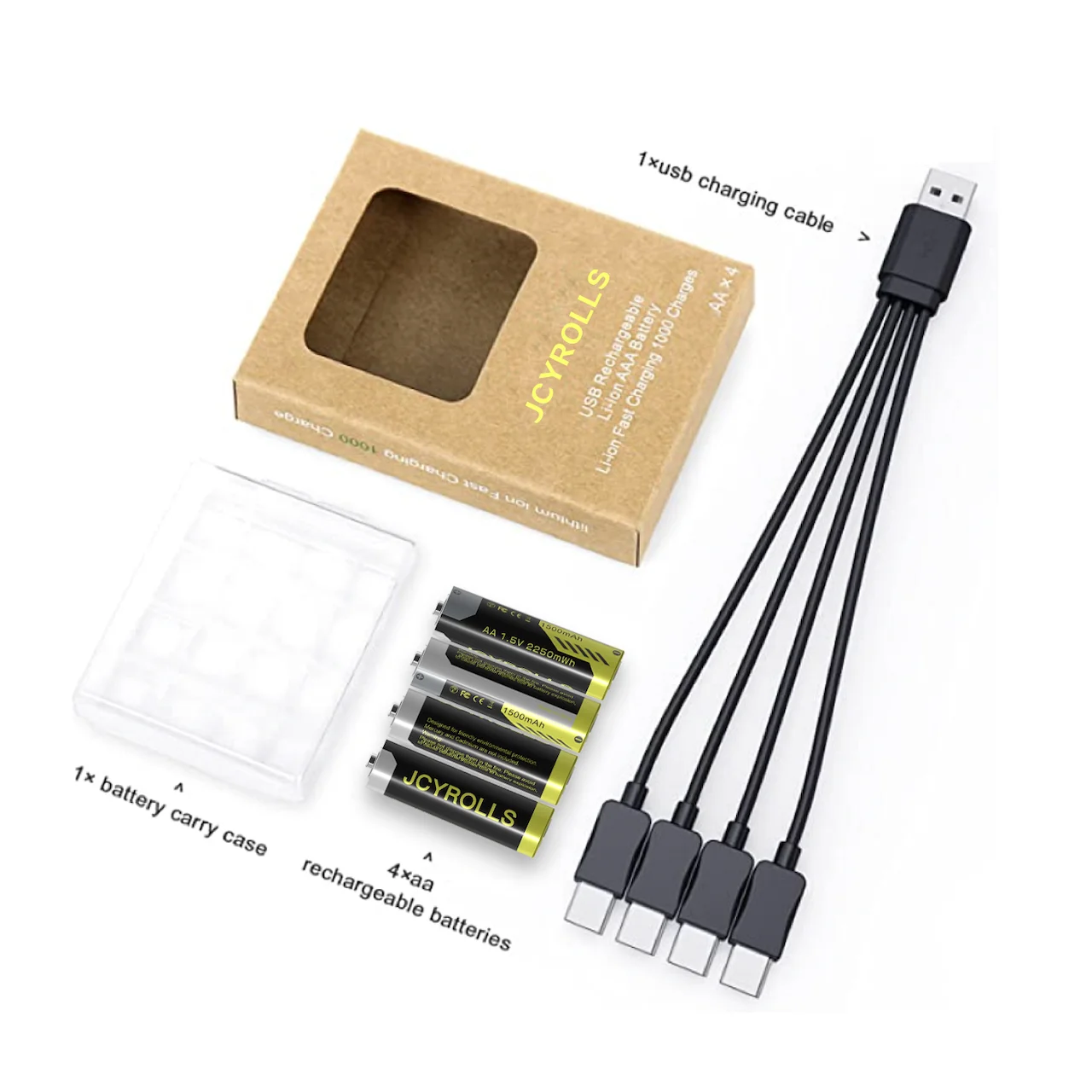 Type C Micro Usb Aaa Aa 900mah 1.5v Lithium Li-ion Battery Usb ...