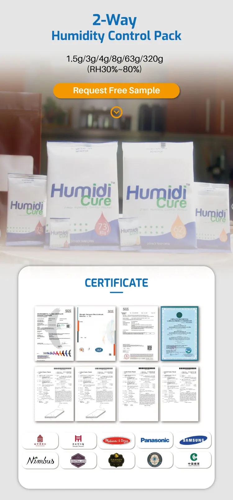 Ihumi 2-Way Cigar Humidor Packets - 69% RH Humidity Control