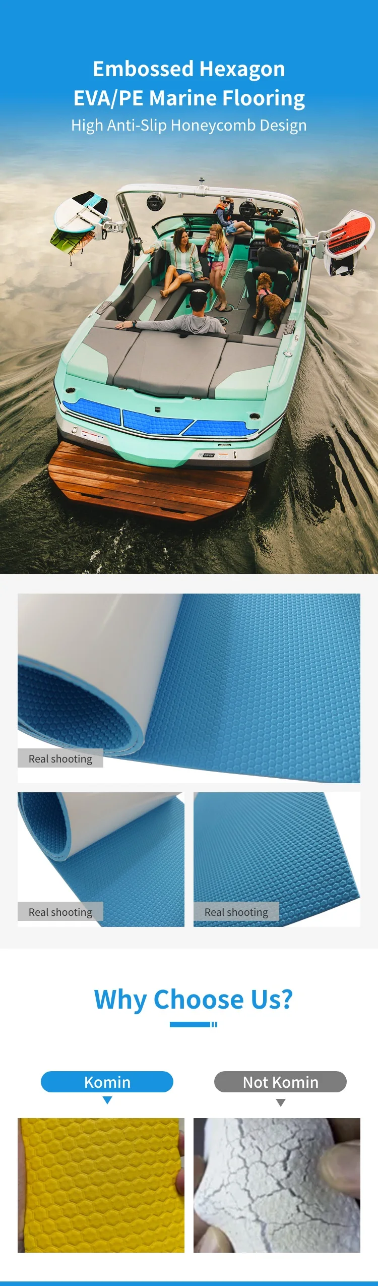 Komin Custom Hexagon Eva Boat Flooring Glue 3m Surf Traction Pad Sheets - Buy Hexagon Eva Boat ...