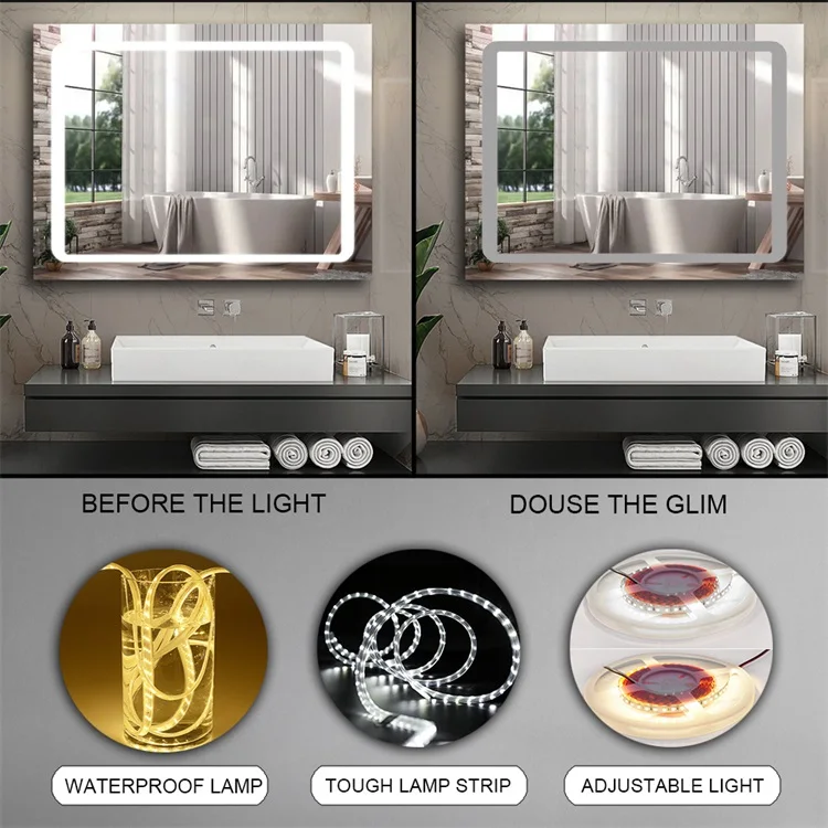 Modern Espejo Led Light Backlit Bathroom Wall Mounted Smart Led Mirror ...