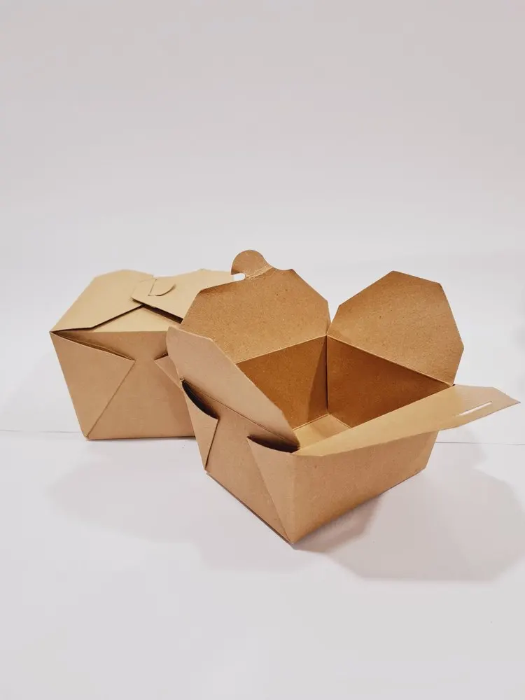 Biodegradable Take Away Packaging Kraft Paper Folding Lunch Box ...