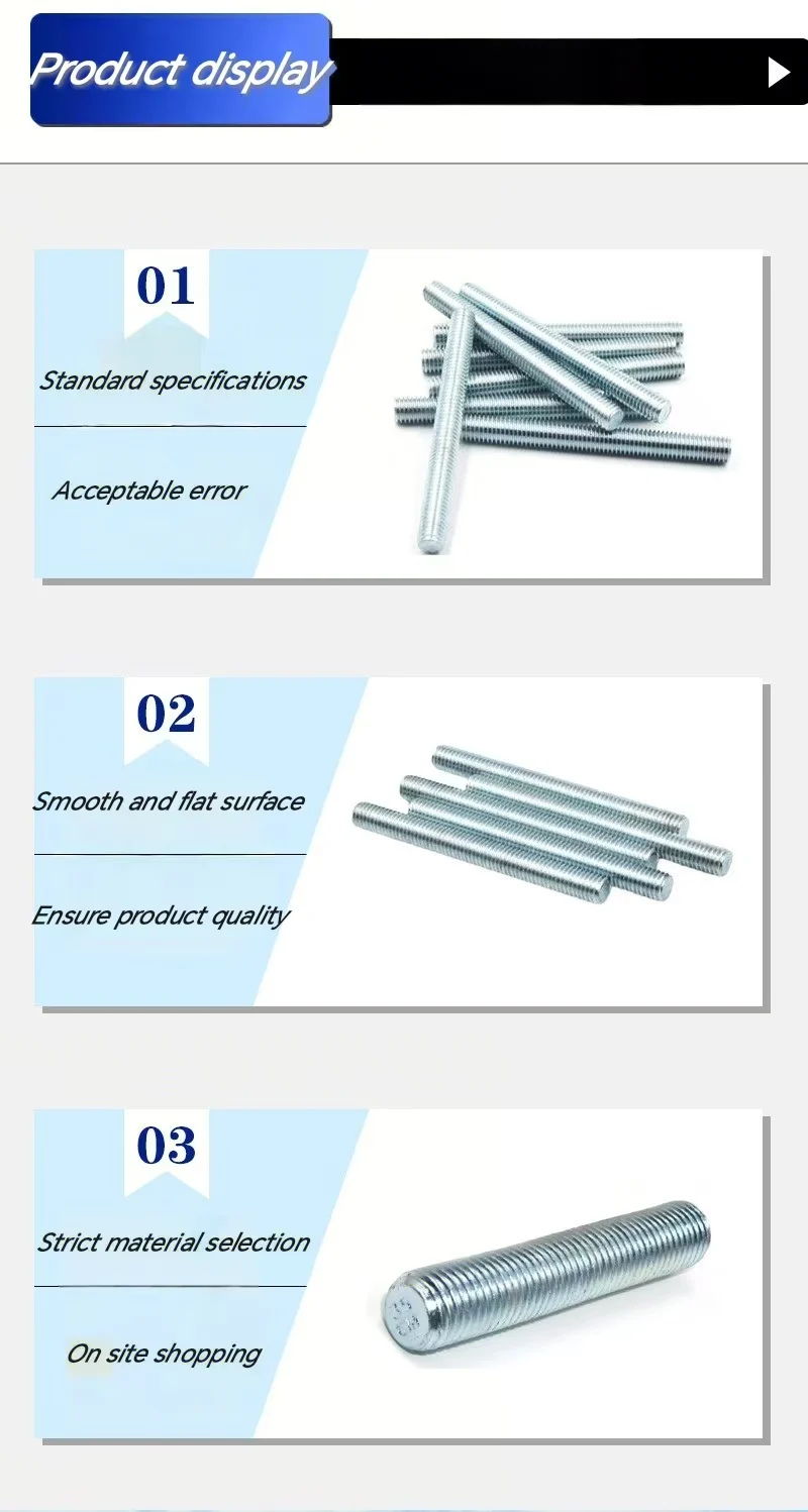 Chinese Fasteners Threaded Rod Galvanized Carbon Steel Studs Threaded ...