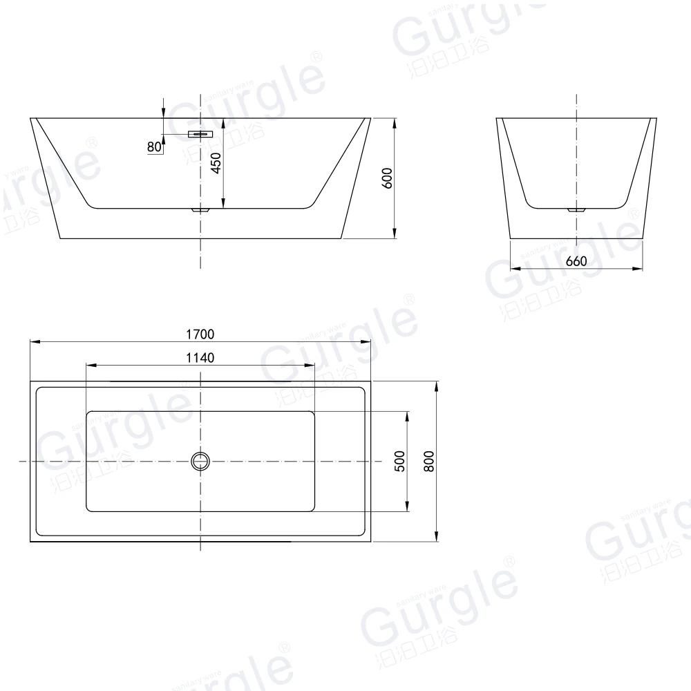 1.7m Acrylic Freestanding Blue Bathtub Rectangular Color Pattern Art ...