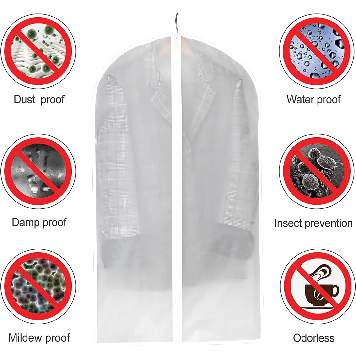Durable PEVA Garment Covers - Ideal for Closet Storage