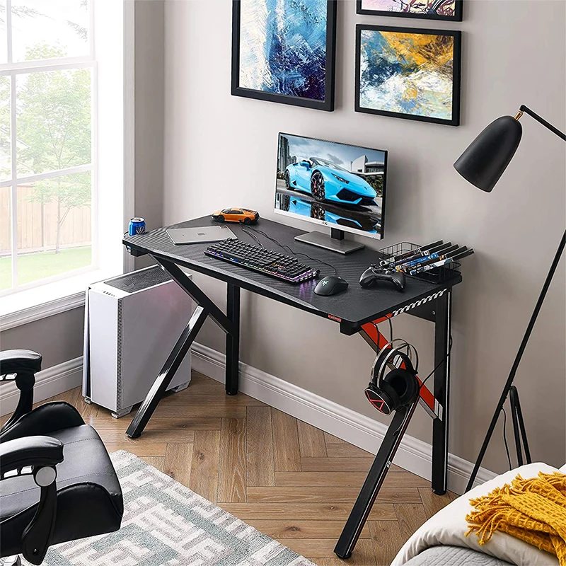 Modern Home Office Pc Computer Table Metal Wood Game Computer Desk ...