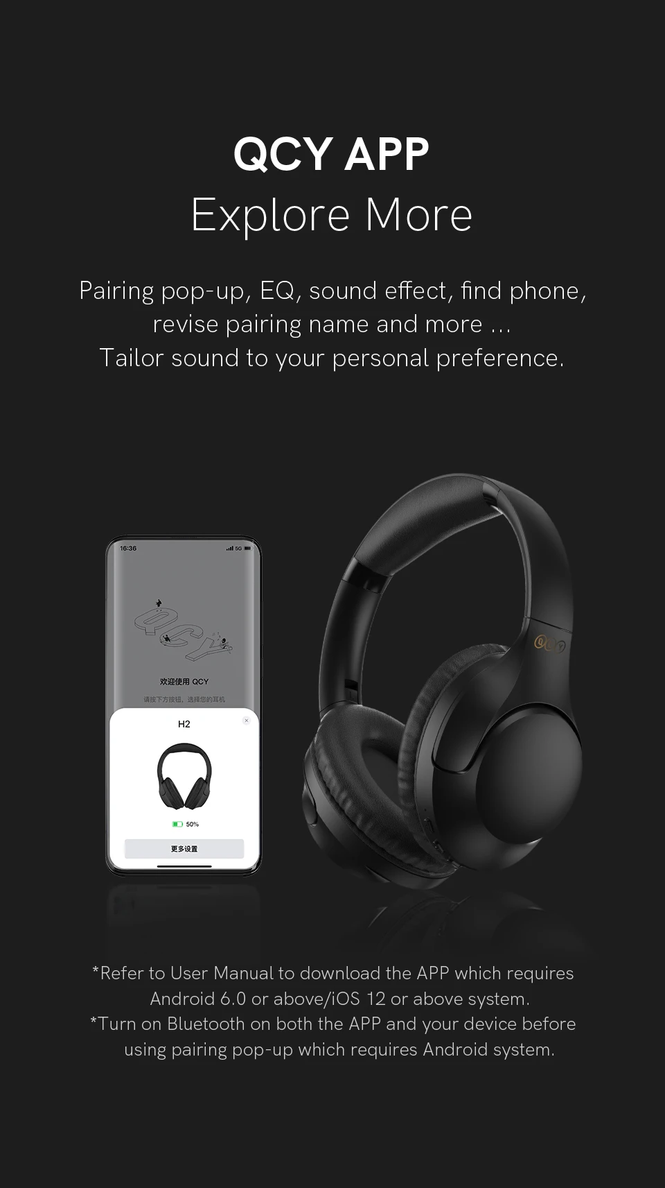 Qcy H2 Headset Bt5.3 True Wireless Headphone Hifi Stereo Earbuds Gaming ...