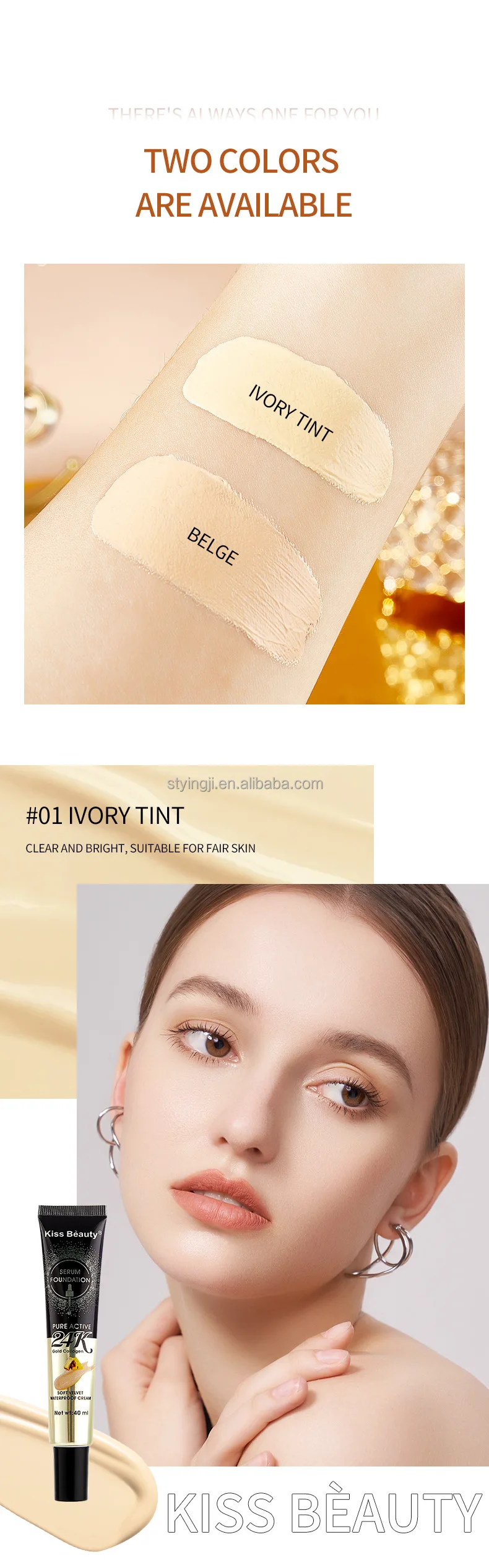 Kiss Beauty 24K Gold Collagen Serum Foundation - 40 Ml