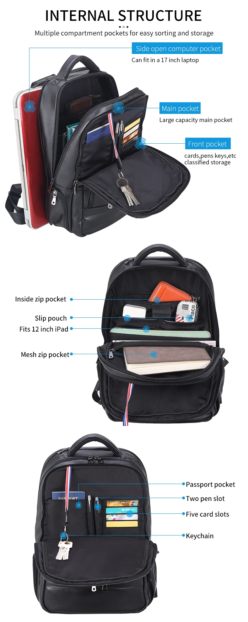 2023 New Arrival Laptop Computer Large Capacity Napa Cow Bag Men Custom ...