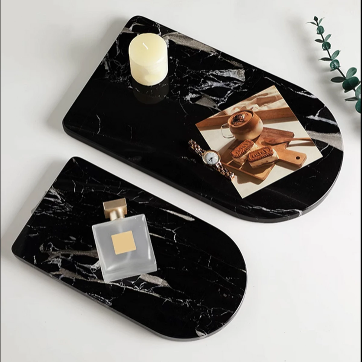 Laystone Natural Stone Marble Serving Tray Home Accessories Oval Black ...