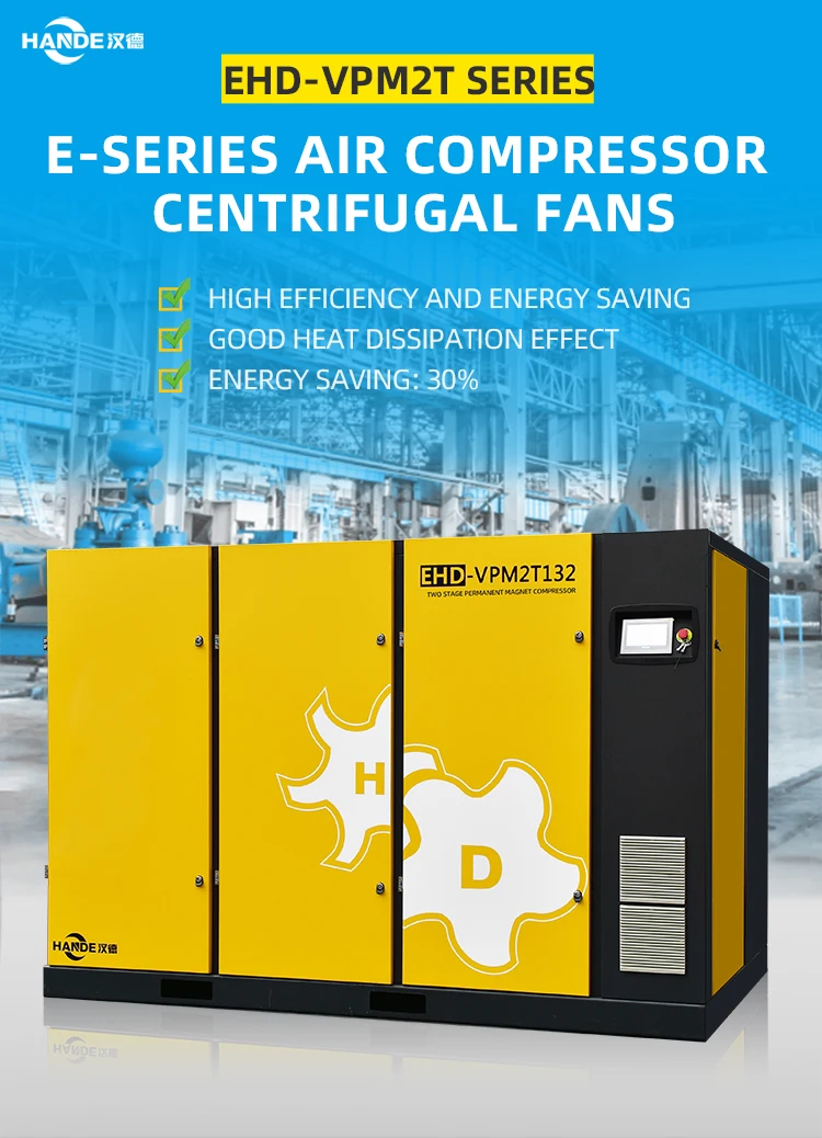 Hande Industrial Air Compressor Screw Electric Silent Two Stage 132kw ...