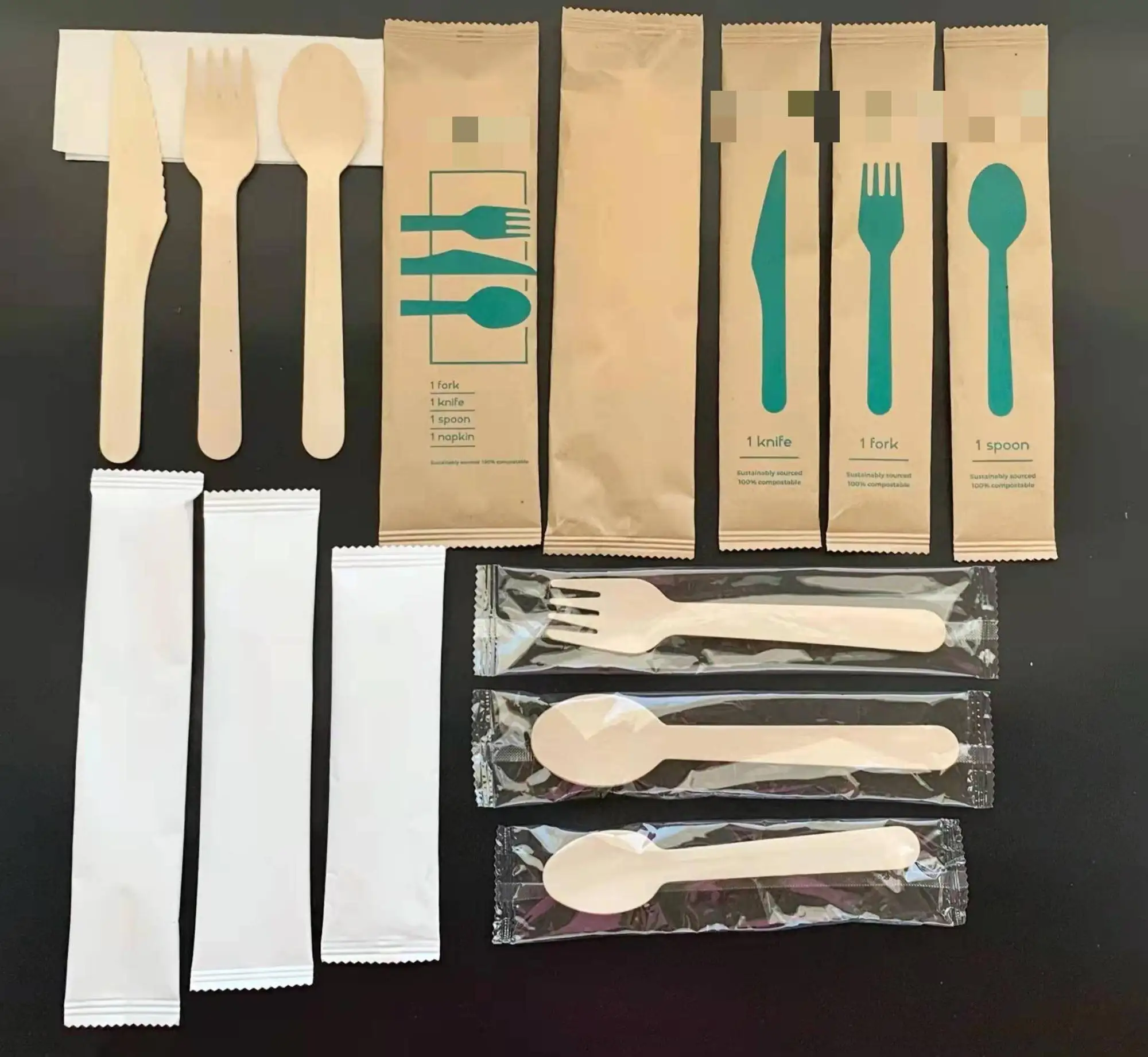 Compostable Disposable Pla/cpla Biodegradable Cutlery With Napkin ...