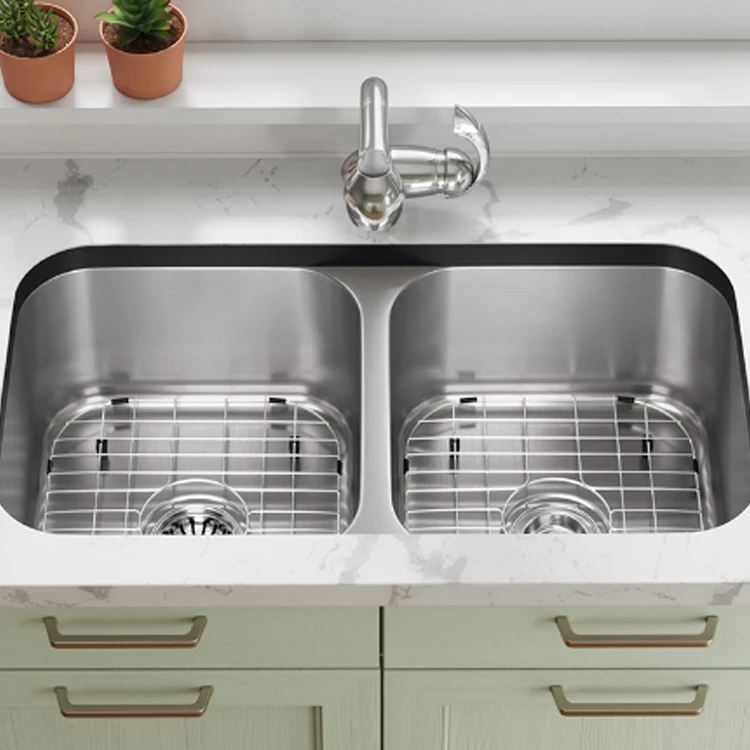 American Style CUPC Double Bowl Sinks 50/50 Undermount Stainless Steel ...