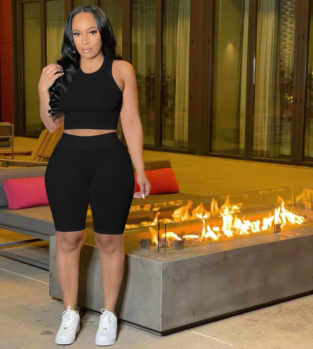 Conyson Summer Custom Sleeveless Crop Tank Top Set for Women