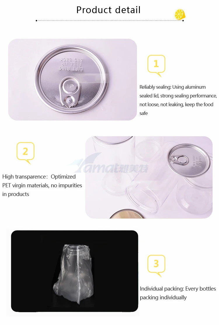 330ml/350ml/500ml/650ml Pet Transparent Plastic Soda Can Oem Factory ...