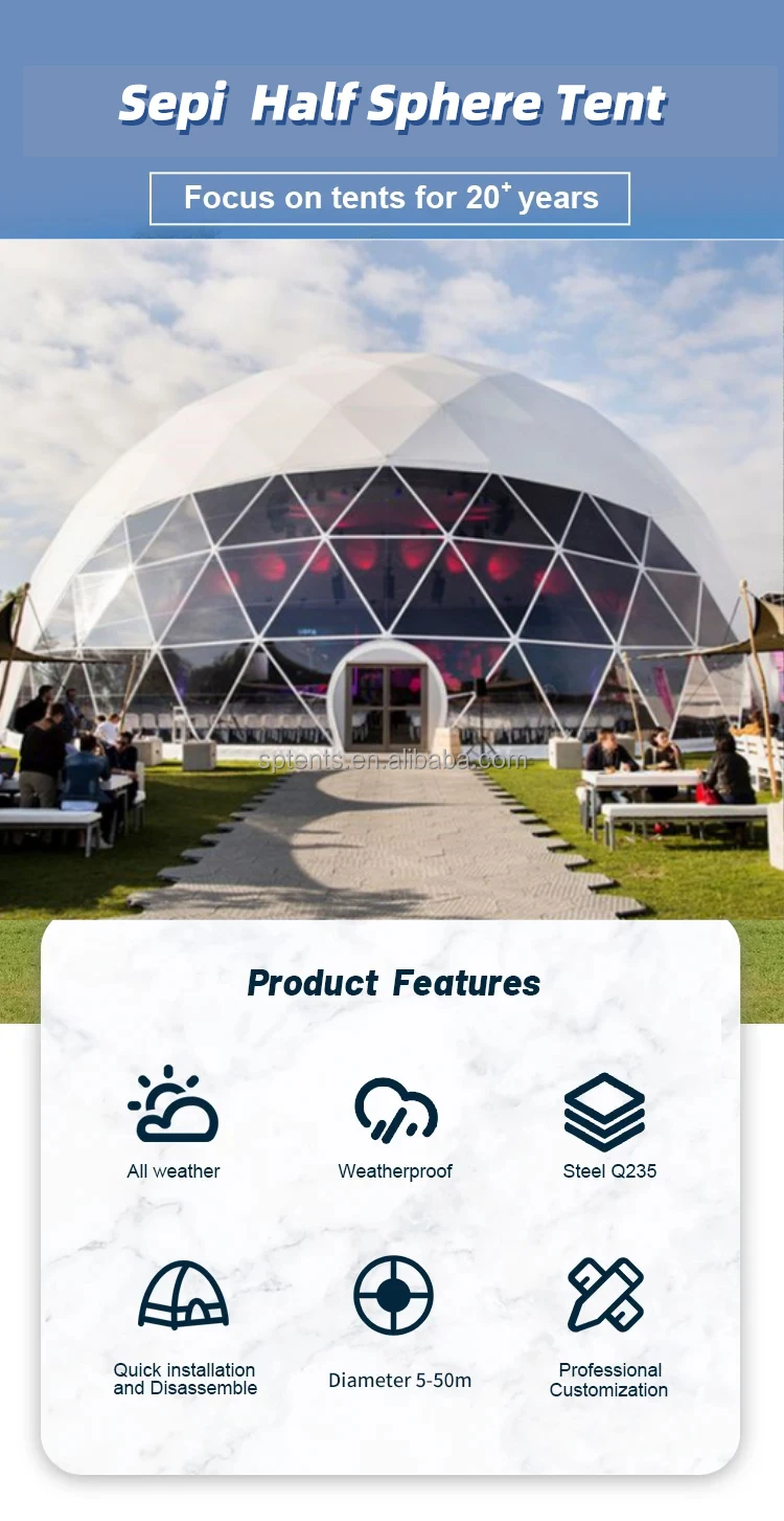 Sepi Manufacturer 6m 8m Pvc Glamping Dome Tent Outdoor Geodesic Dome ...