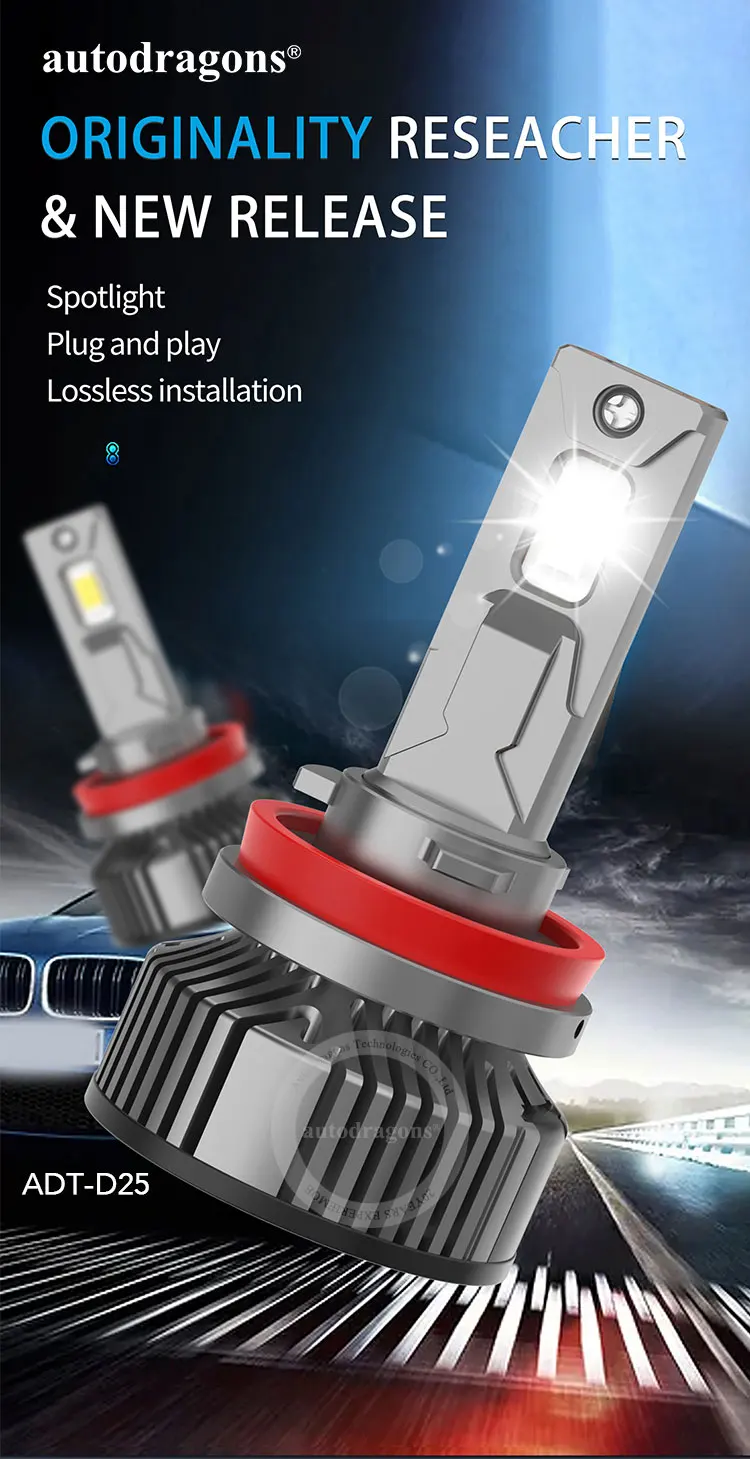 Autodragons 12v White D25 Led Headlight Bulb 70w 6000lm H1 H7 H11 H3 ...