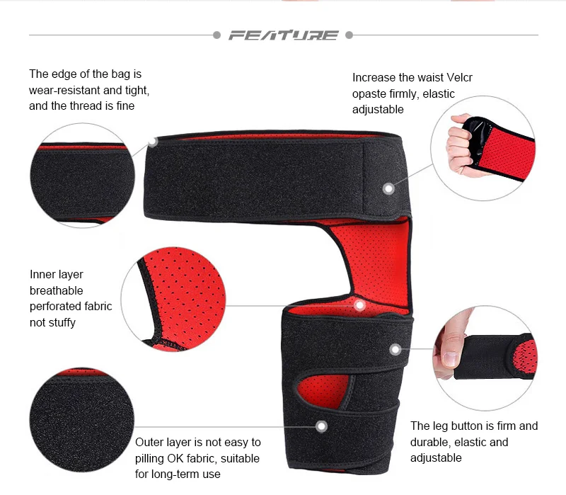 Aolikes 7958 Adjustable Compression Wrap for Pulled Groin Muscle Sprains