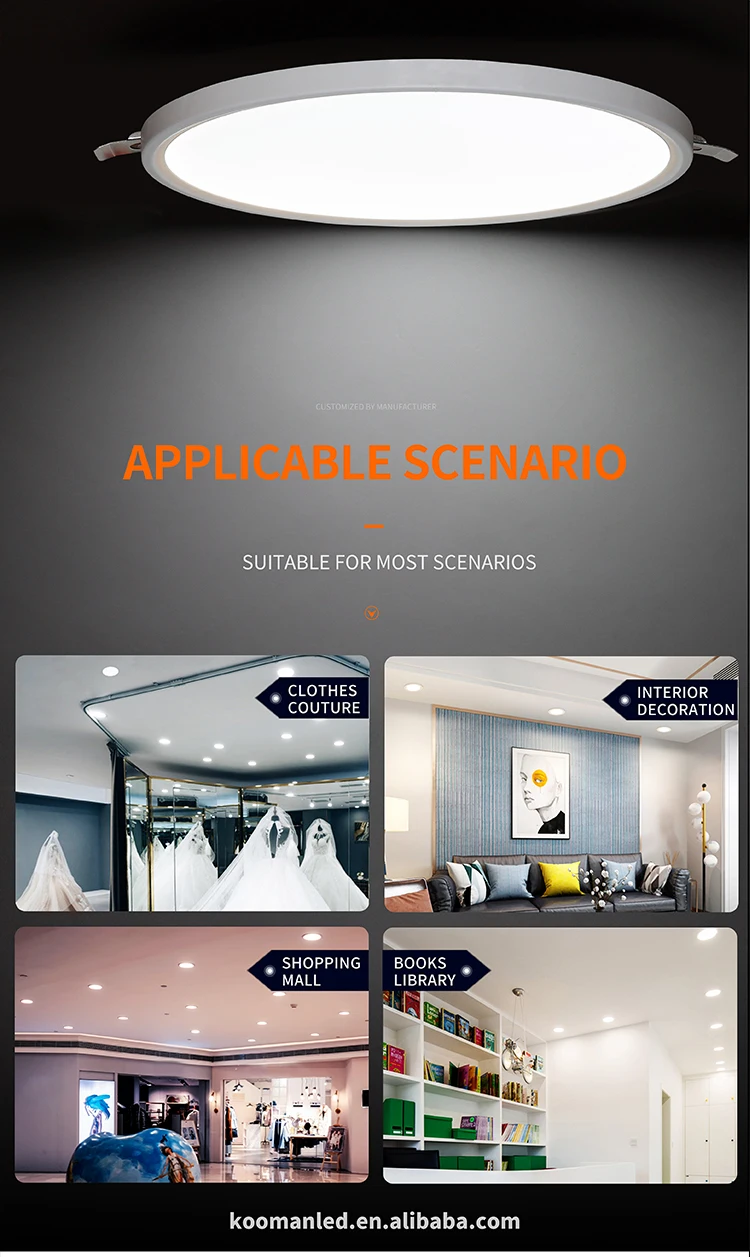 Aluminium Slim Recessed Mounted Frameless Panel Lamps10W 20W 30W 40W ...