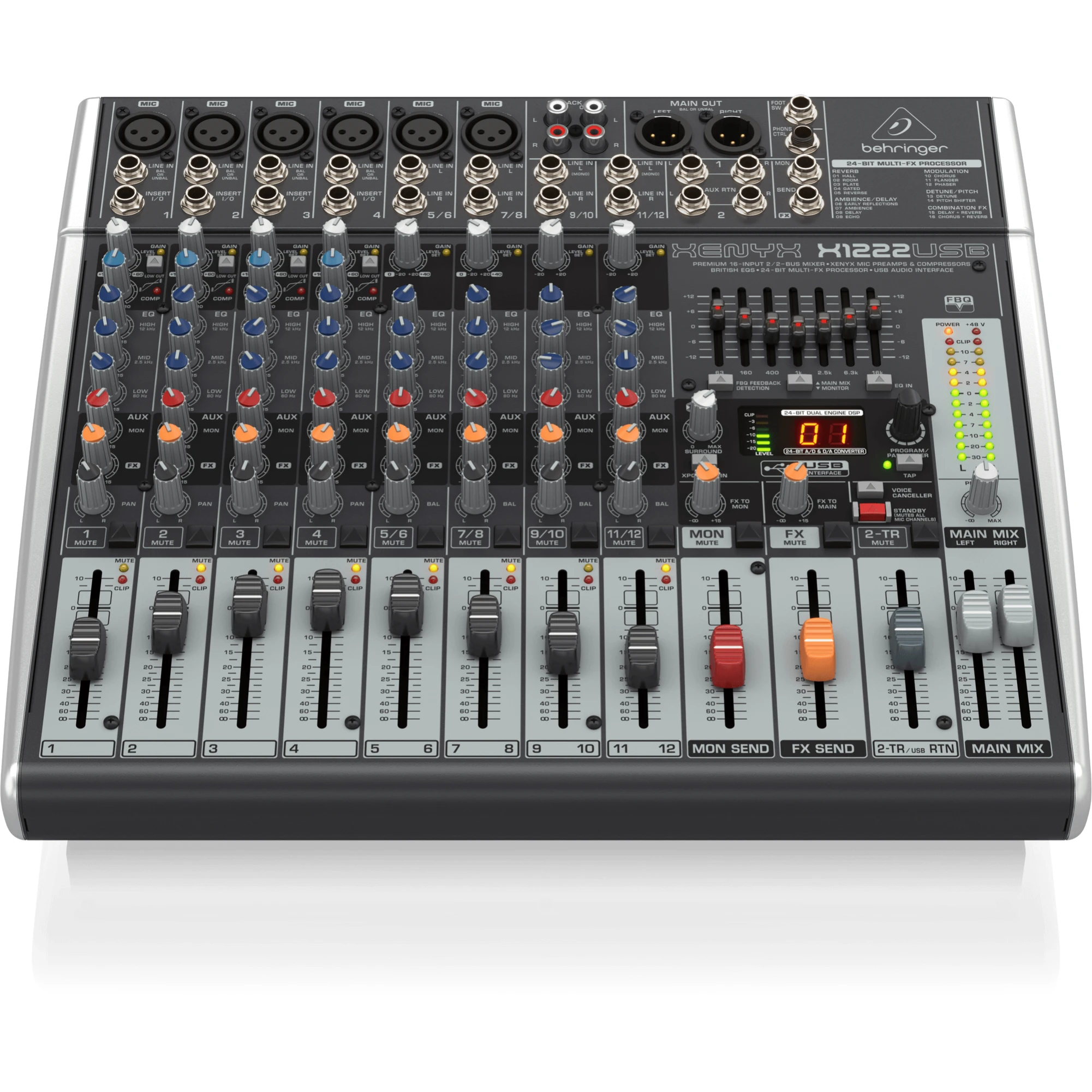 Behringer X1222USB 12-Way Pa System Digital Mixer Console Stage Record ...