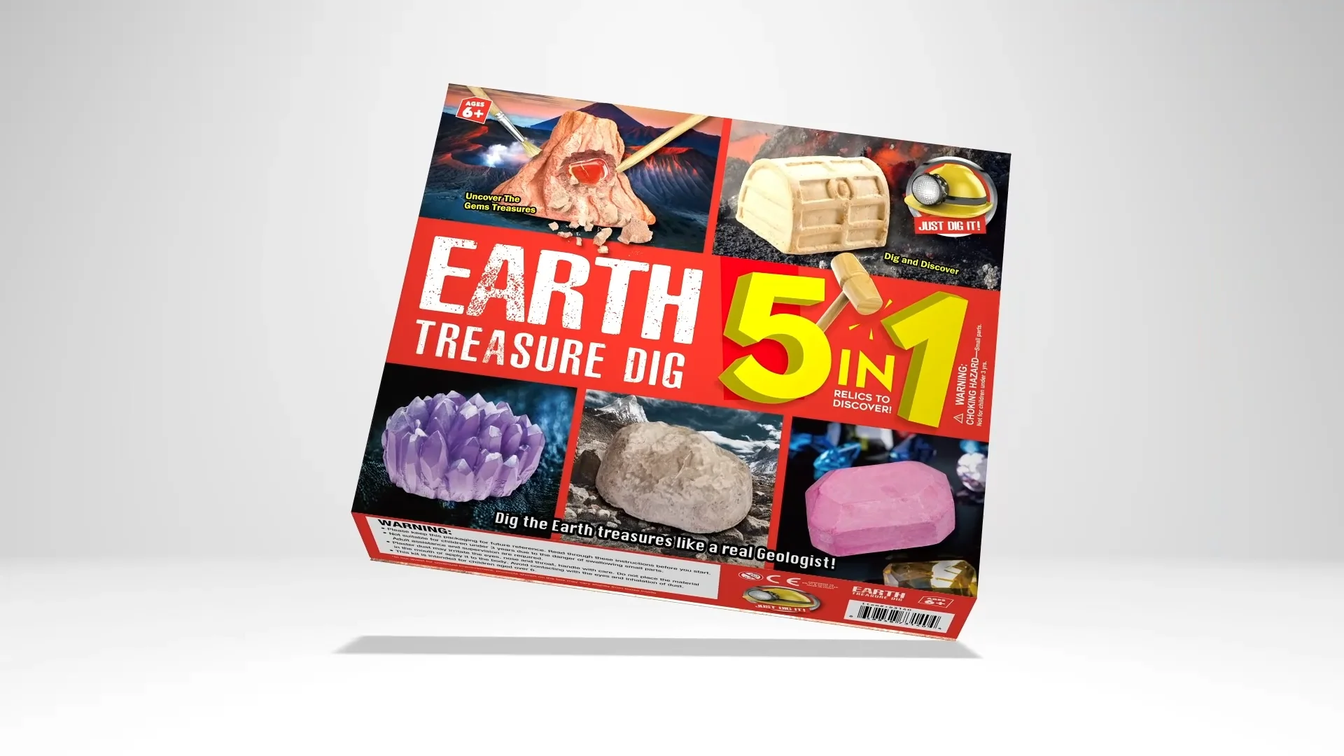 5 In 1 Earth Treasure Volcano Dig Kit Like A Real Geologist Educational ...