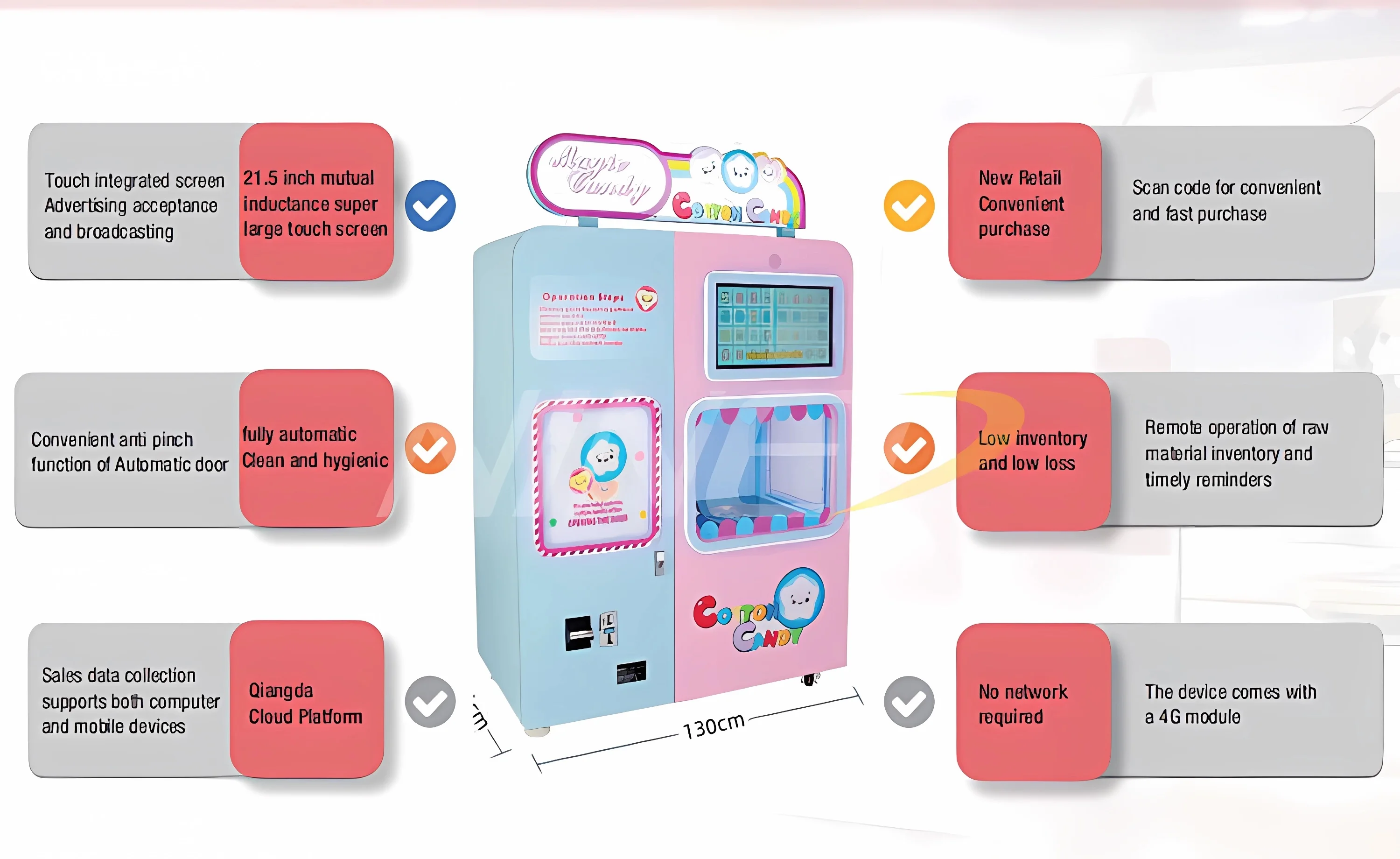 Coin Self-service Intelligence Vending Machine Cotton Candy Amusement ...