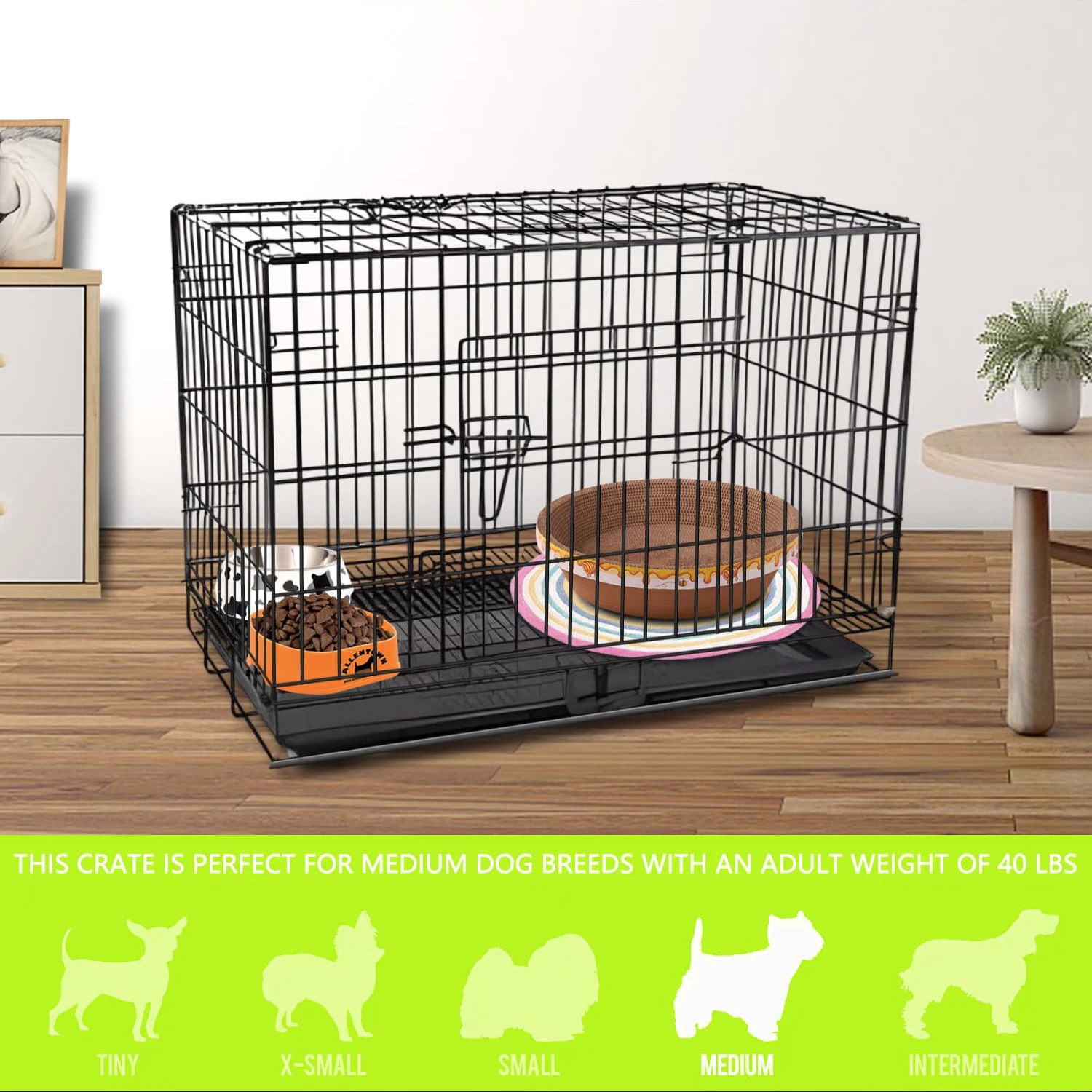Heavy Duty Box Pet Black Metal Folding Cage Chew Resistant Carrier ...