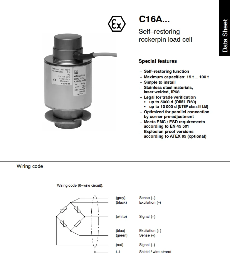 Hbm Canister Column Type Load Cell 100t C16ac3 Ground Scale/motor Truck ...