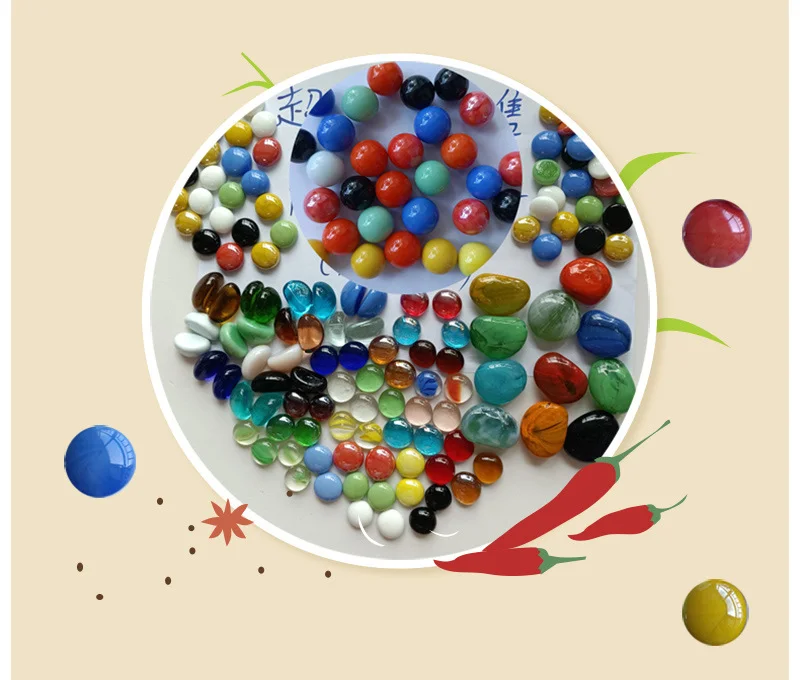 Bulk Landscape Glass Flat Beads Mix Colors Pebble Decorative Garden Glass Pebble Stones Bulk
