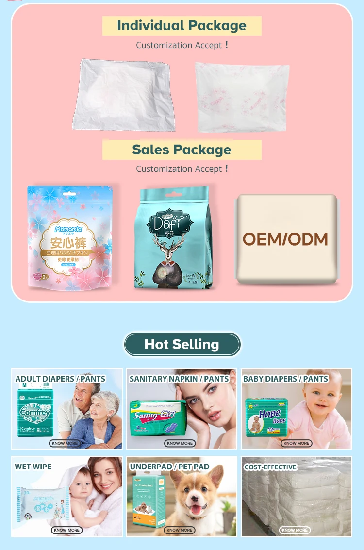 Oem Lady Woman Disposable Menstrual Period Pads Sanitary Napkins Pants ...