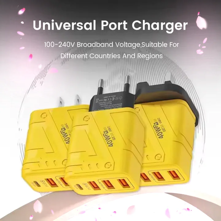 Colorful Universal 40W 12W USB-C PD3.0 QC3.0 Multi-port Power Adapter ...
