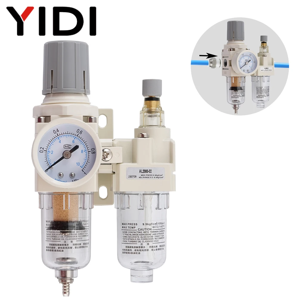Air Filter Regulator With Gauge Pneumatic Pressure Reducing Valve ...