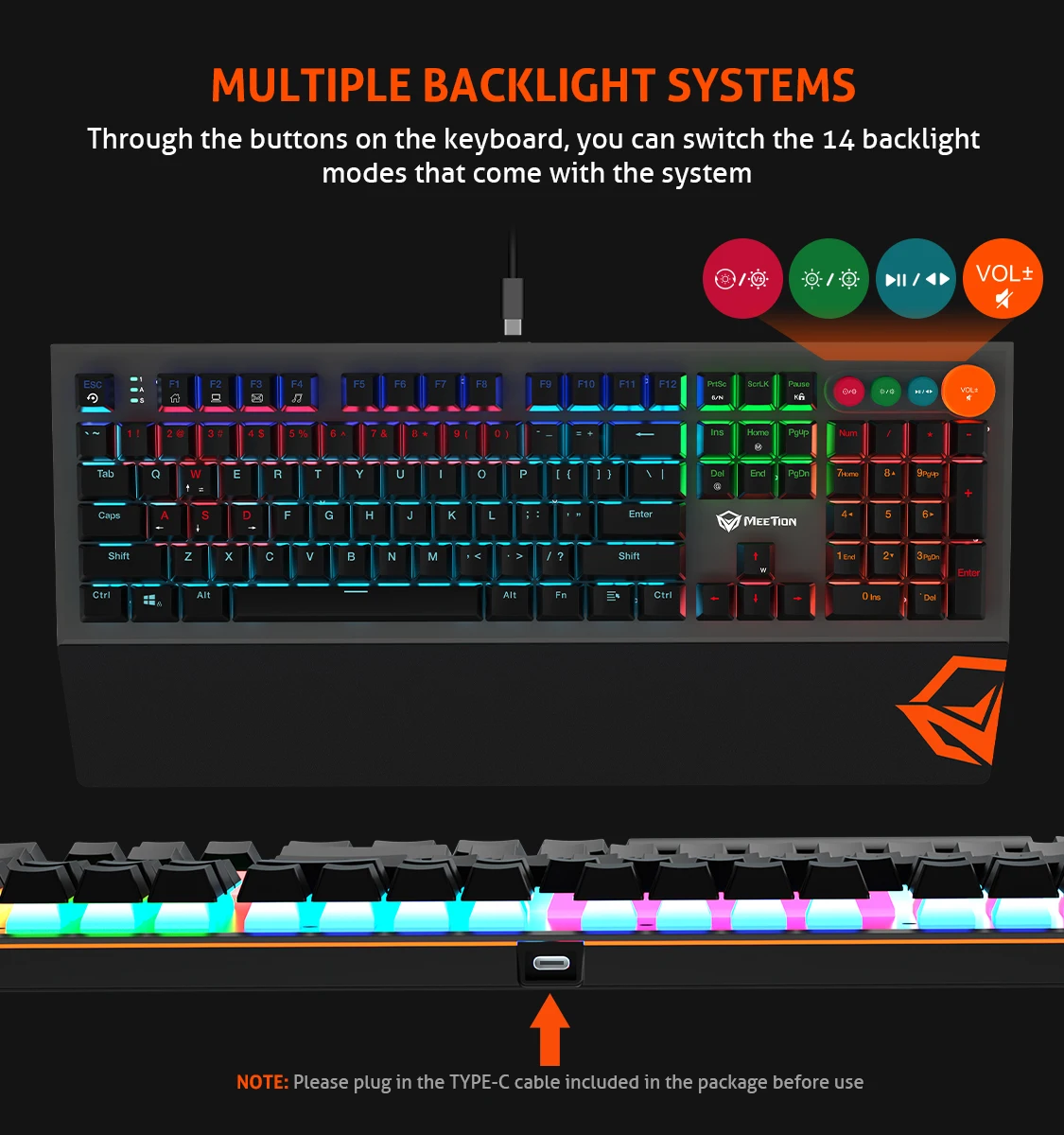 Meetion MK500 Gaming Keyboard - RGB Backlit & Anti-ghosting