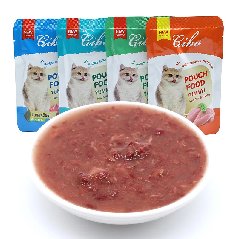 GIBO Brand Wet Food Tuna and Beef Flavor With Shreds in Gravy 85g ...