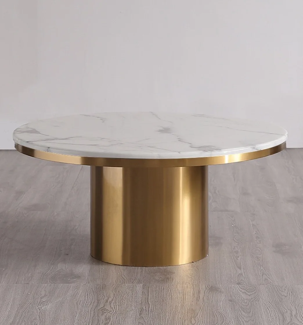 Modern Design Luxury Living Room Furniture Round Marble Top Stainless ...