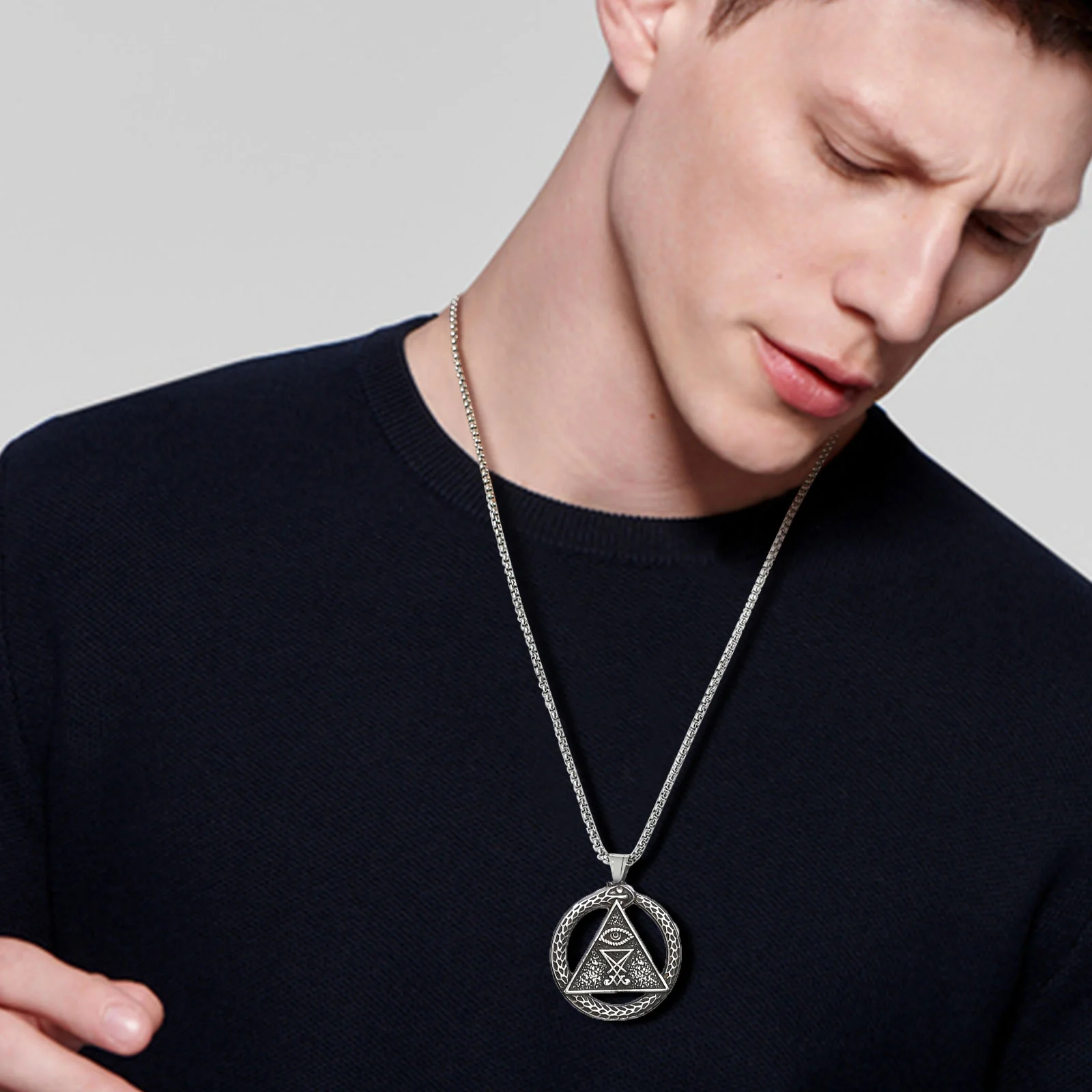 Stainless Steel Chain Evil Satan Jewelry Gift Sigil of Lucifer Necklace ...