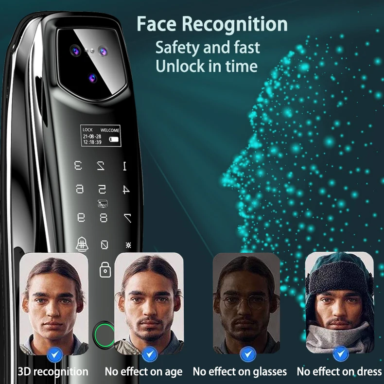 Oem/ruikang Tuya Wifi Smart 3d Face Recognition Ic Card Fingerprint Key ...