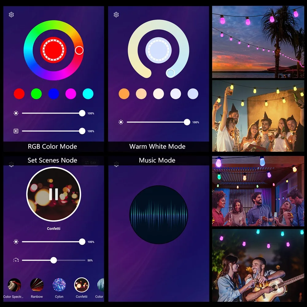 RGB Edison Bulb WiFi Tuya Smart String Lights Christmas Decoration Led ...