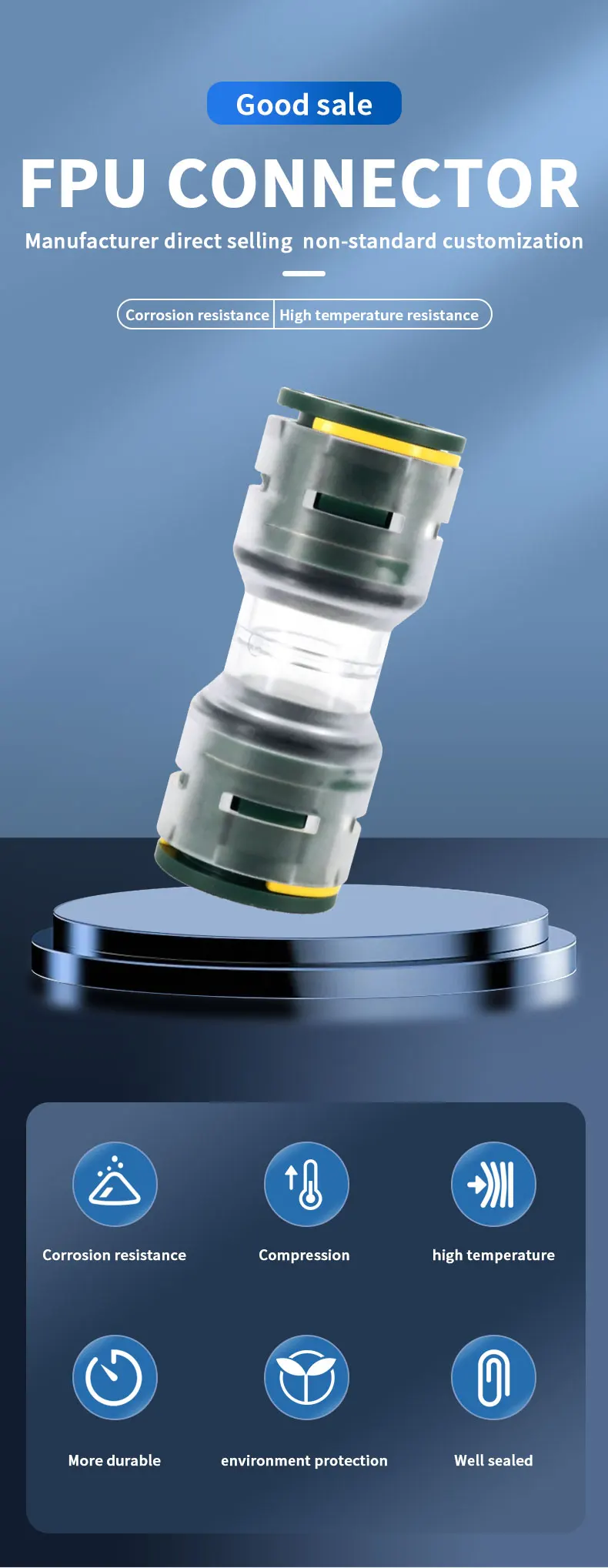 Ftth Optic Fiber Body Telecom Fttx Duct Straight Fitting Duct Connector ...