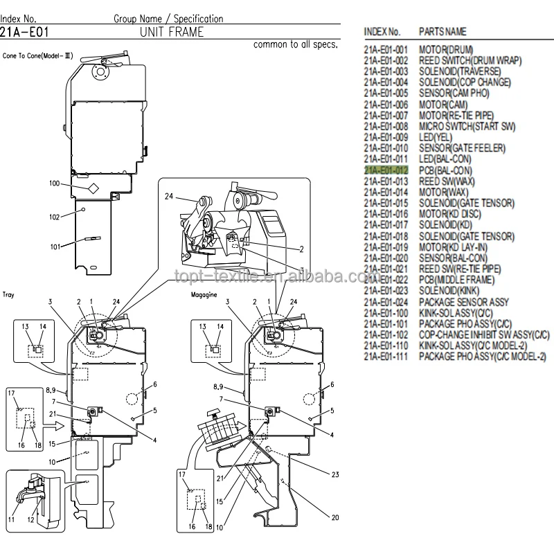 Murata No. 21A-E01-012 Balcon PCB for Autoconer Textile Machine Spare Parts