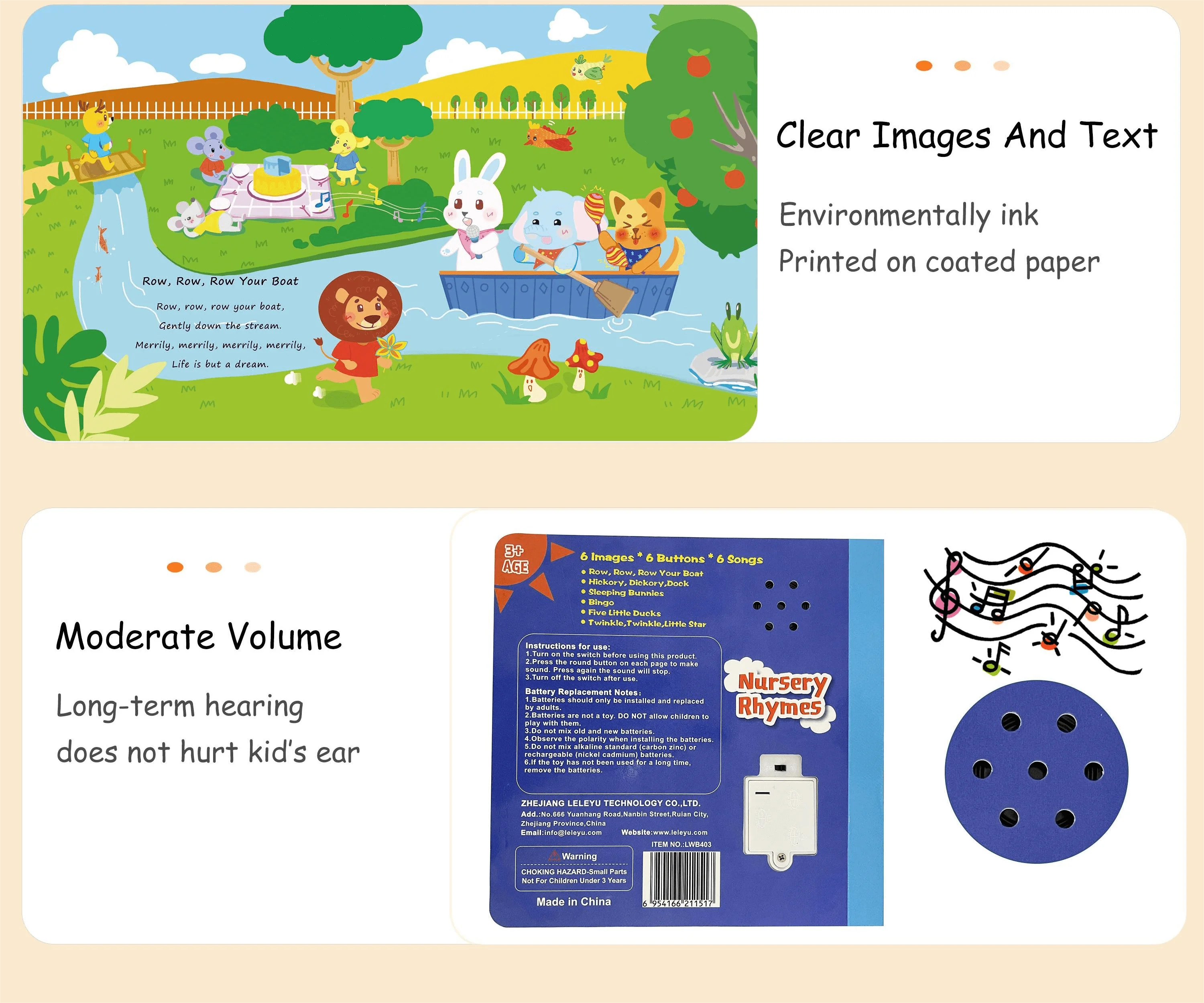 Leleyu Songs Book Sound Talking Pushi Button Books Custom Programmed ...