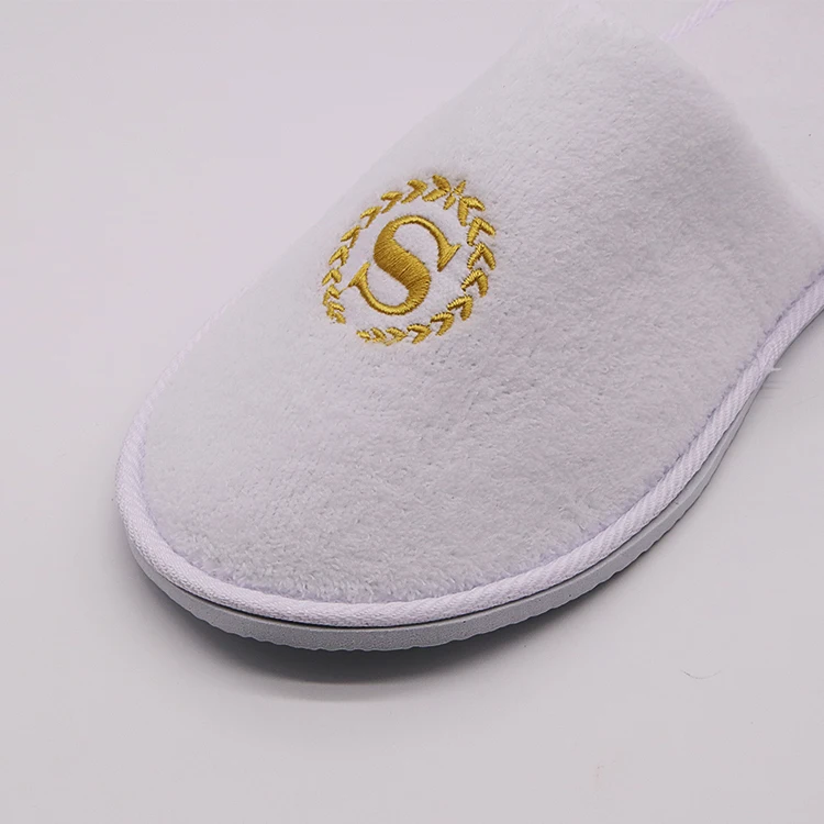 Disposable Custom Logo Wholesale Cotton Slippers Luxury Closed Toe ...