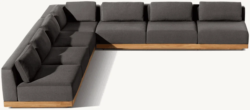 Garden L-Sectional Furniture Teak Modular Cushion Set