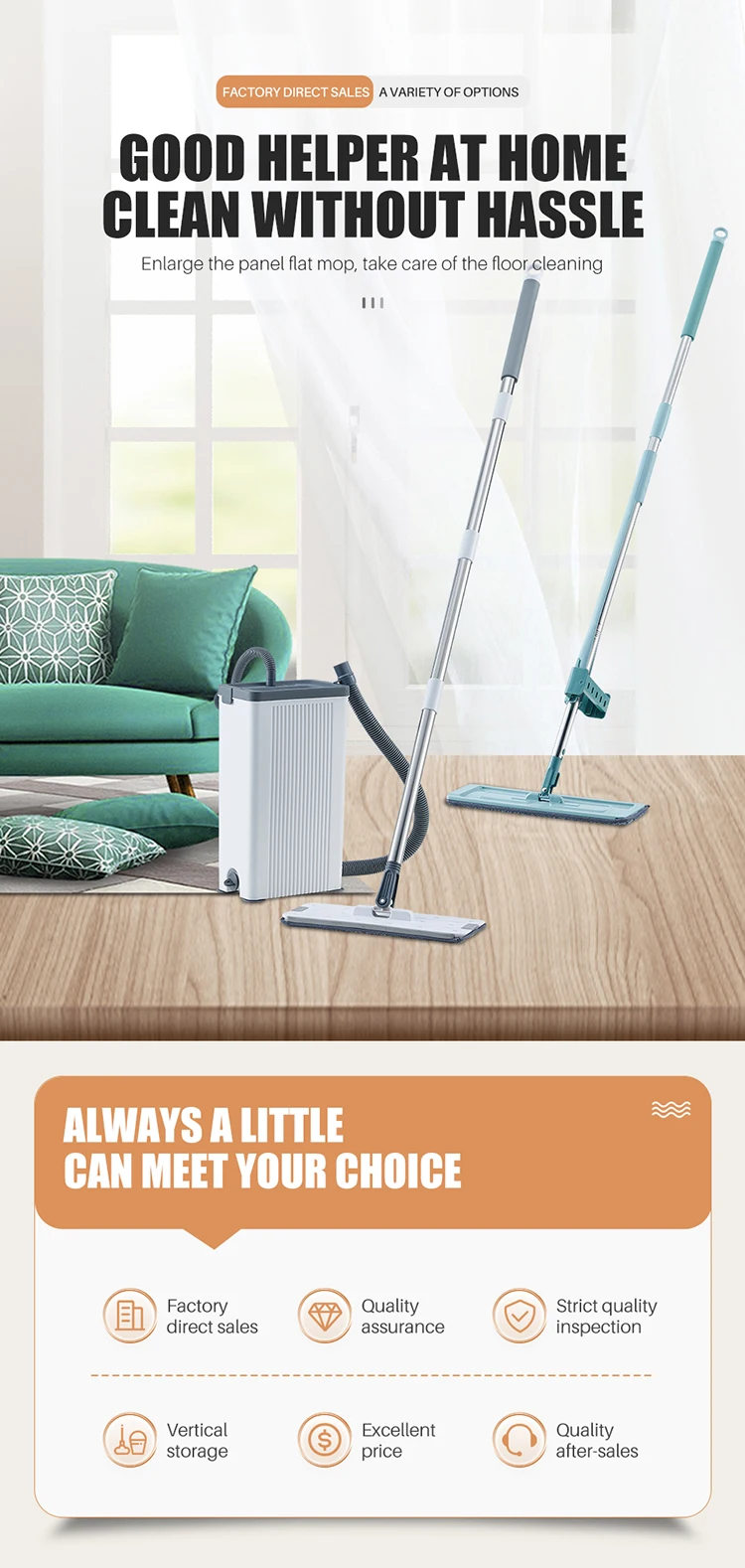 Household Stick Replacement Mop Plastic Bucket Set 360 Spin Mop Bucket ...