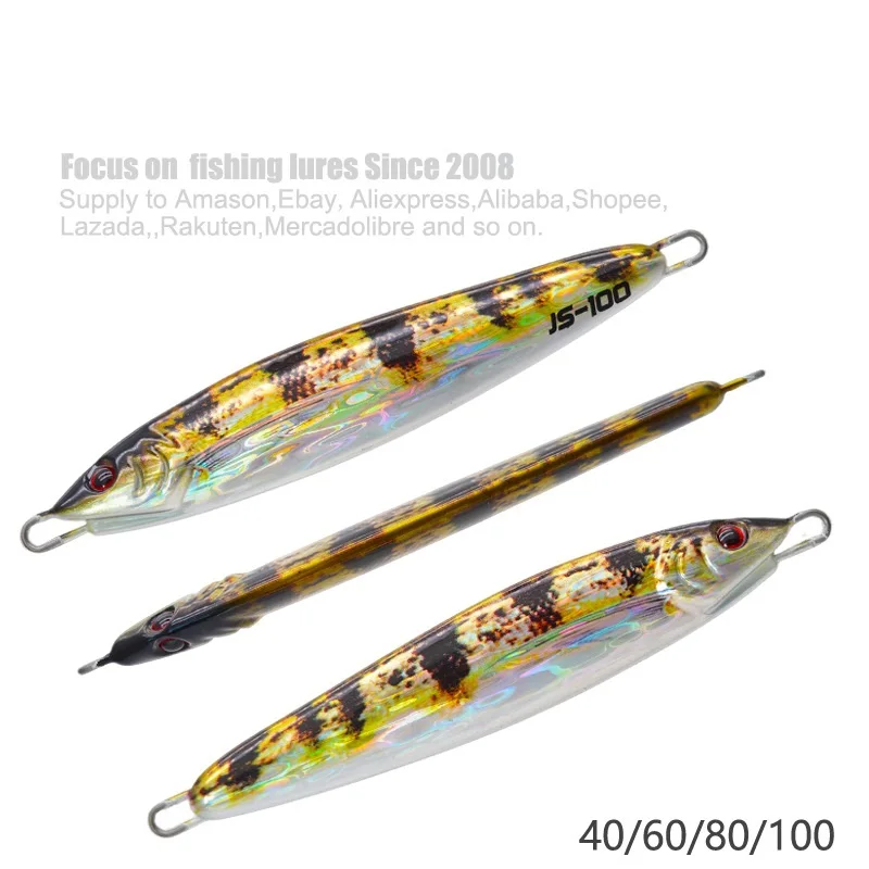 Japan Quality 3d Printing 40g/60g/80g/100g Saltwater Boat Fishing Metal Jig Slow Pitch Jigging ...