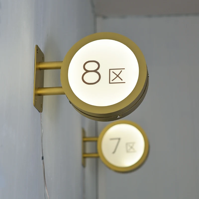 Wall-mounted Signs,Golden Side-mounted Circular Light Box,Double-sided ...