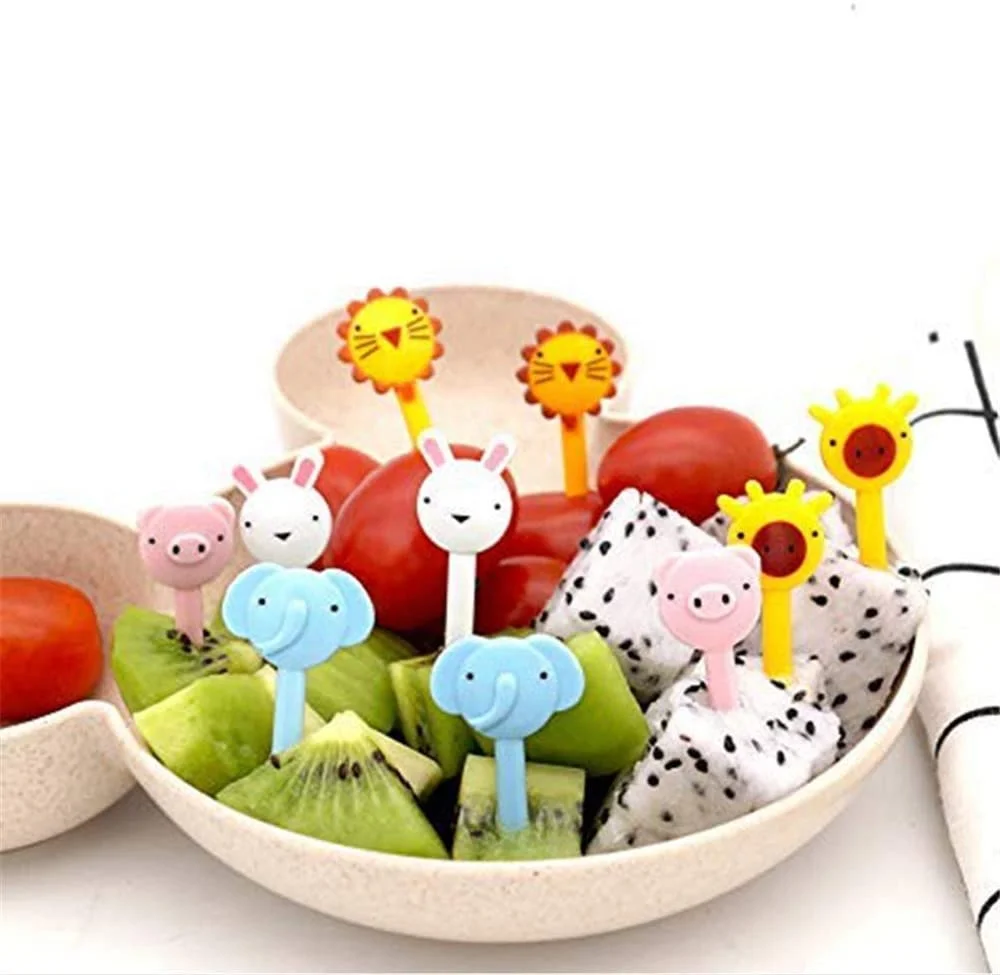 Cartoon Animals Mini Forks Set for Kids Bento Fruit Pick & Toothpick ...