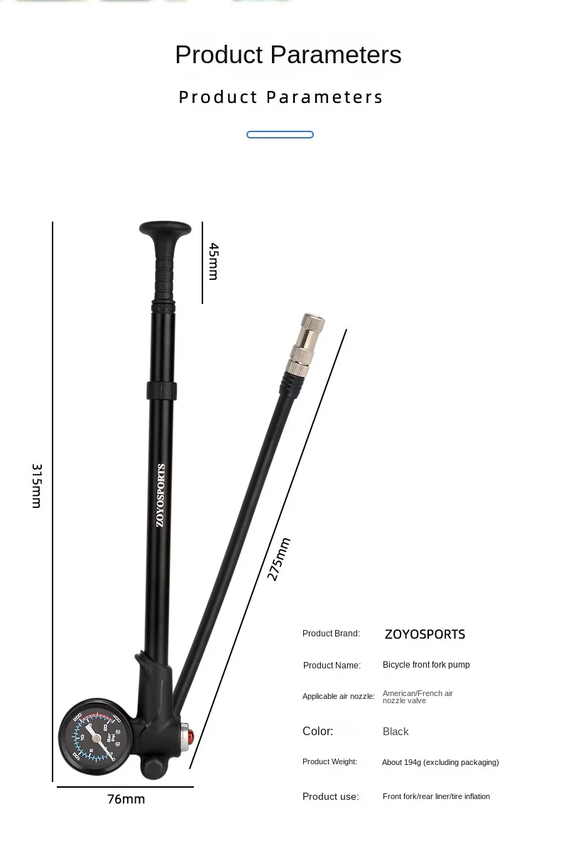 Mountain Bike Air Pressure Fork Shock Absorber Tire Pump Bicycle Rear ...