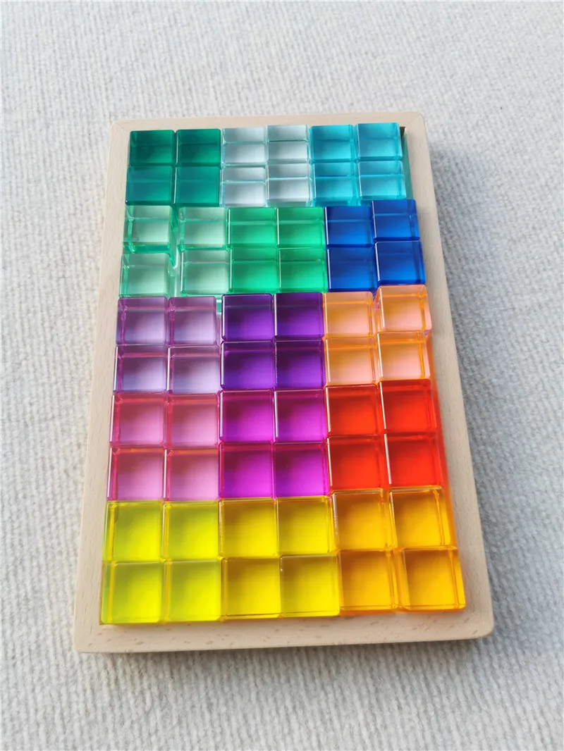 Montessori Toys - Rainbow Lucite Stacking Blocks for Kids